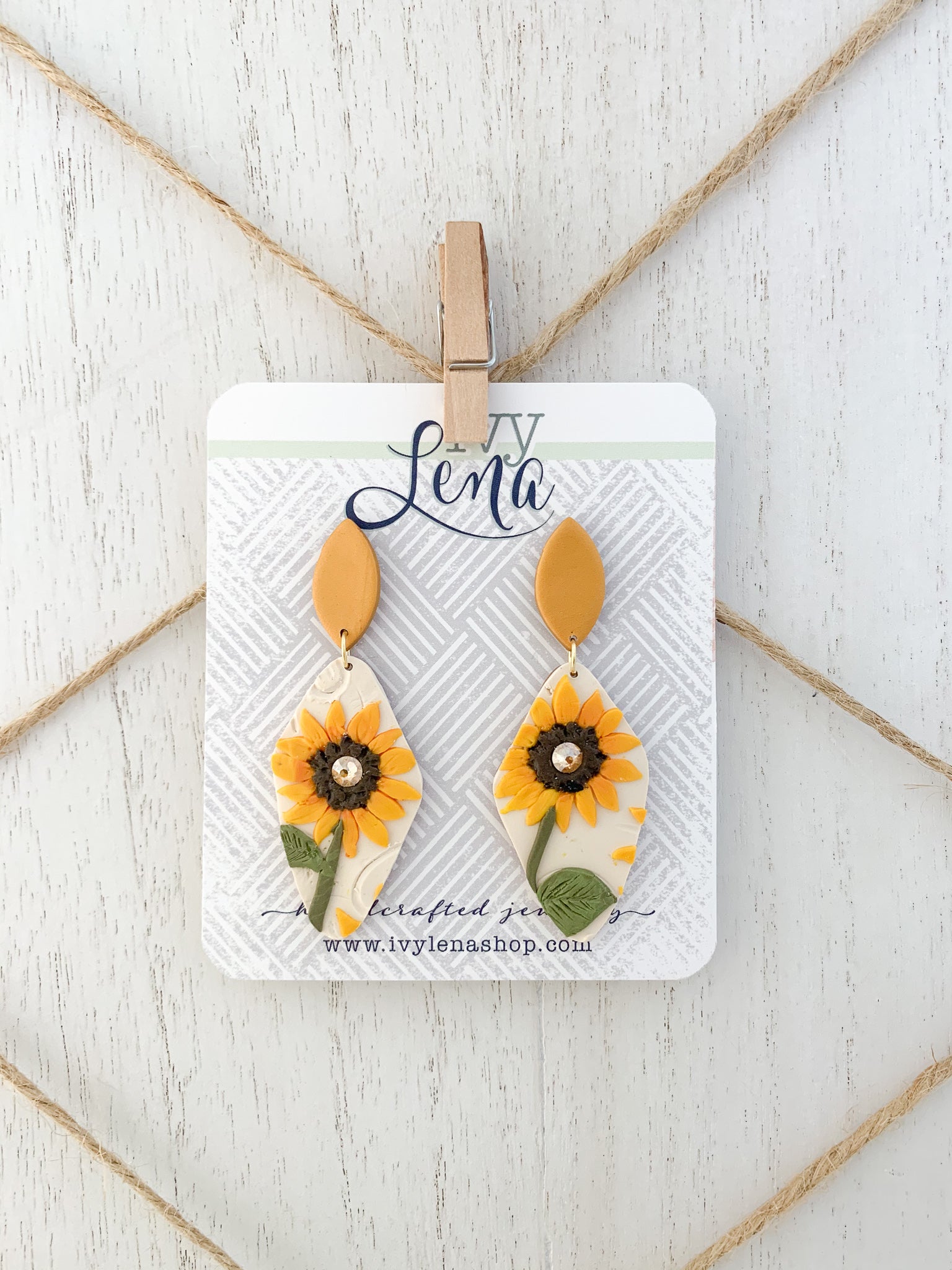 Sunflower clay earrings store